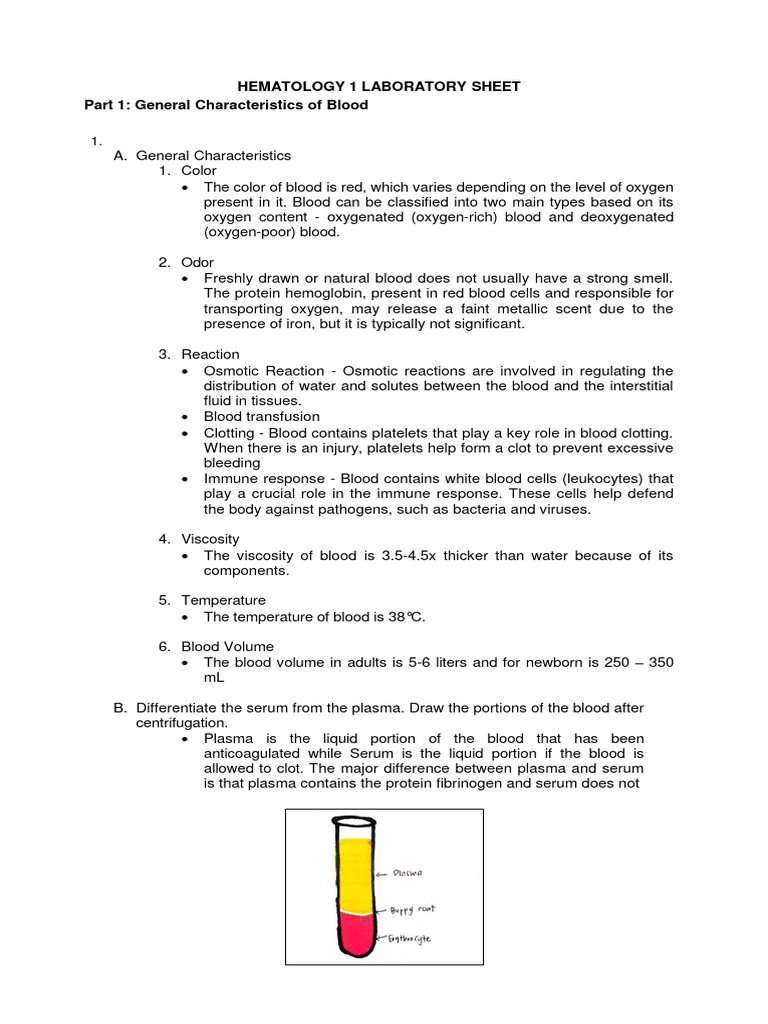 Hematology-1-Laboratory-Sheet (Obe Diary) | PDF | White Blood Cell | Anemia