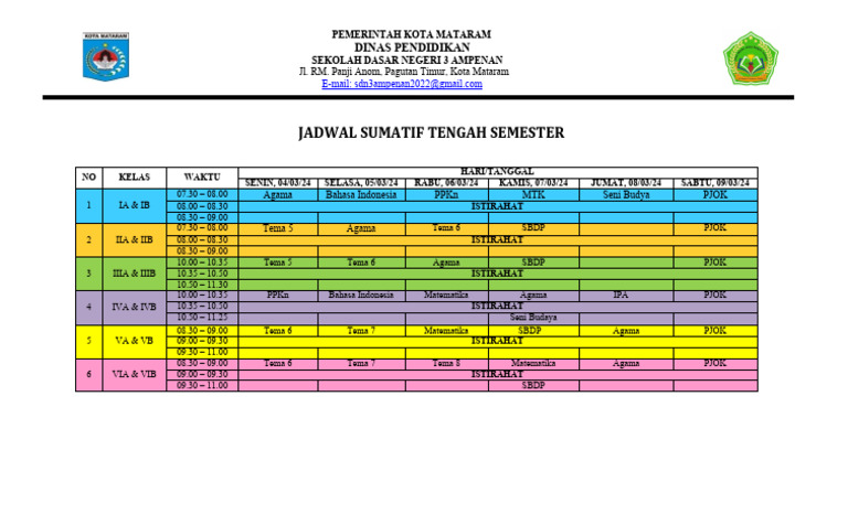 Jadwal Sumatif Tengah Semester 2024 | PDF
