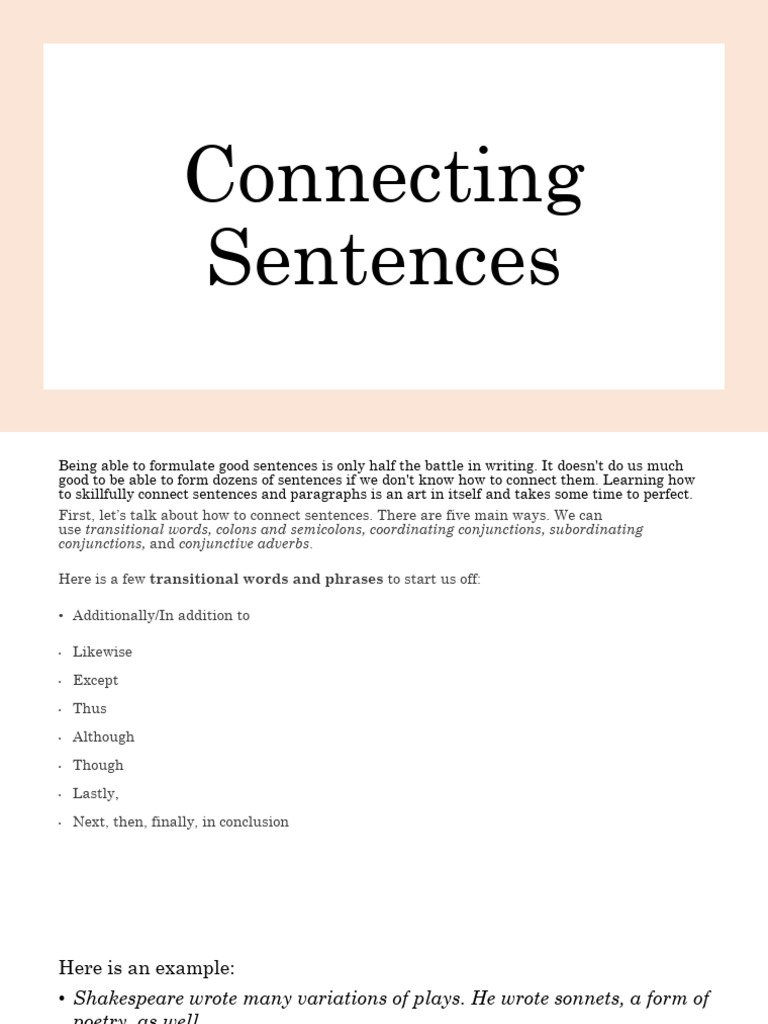 Connecting Sentences | PDF | Semantic Units | Syntax