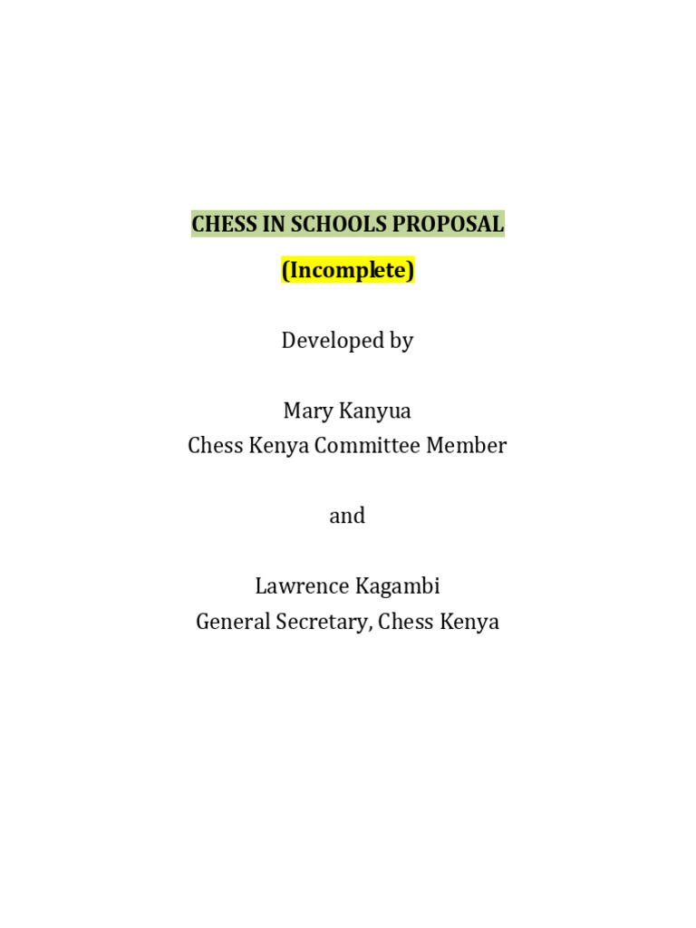 Annex 3- Chess in Schools Proposal | PDF