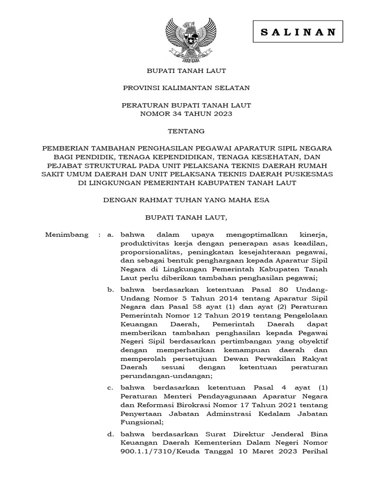 Perbub TPP 34 Tahun 2023 | PDF