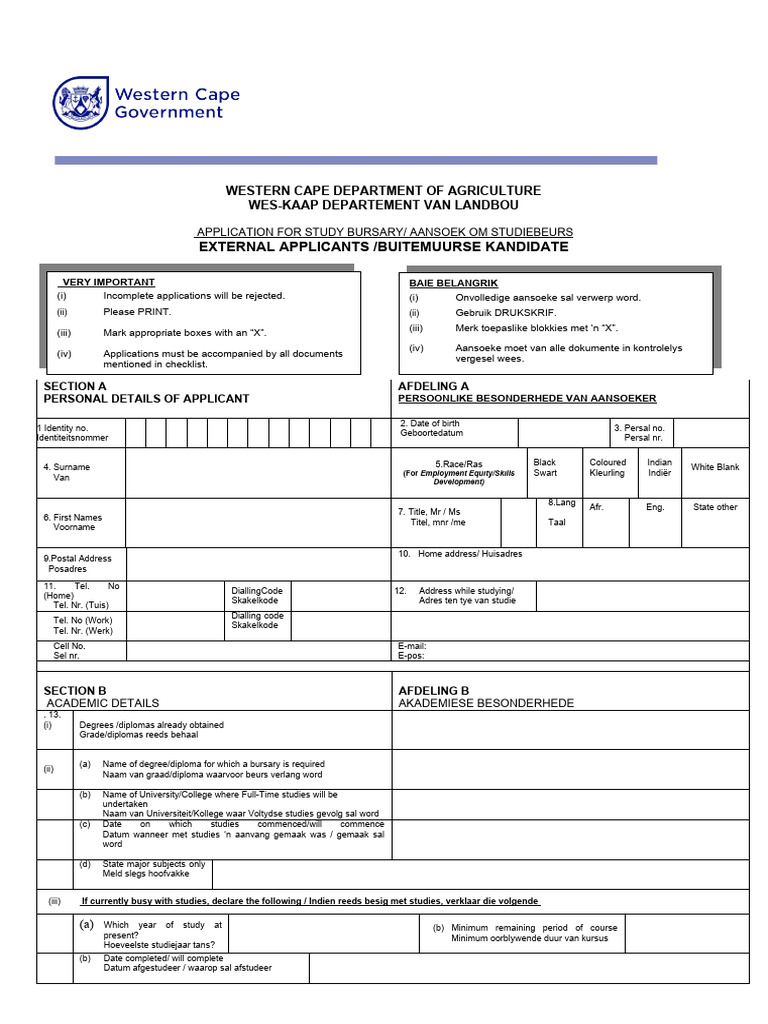 External Bursary Application Form 2024 | PDF External Bursary Application Form 2024 | PDF