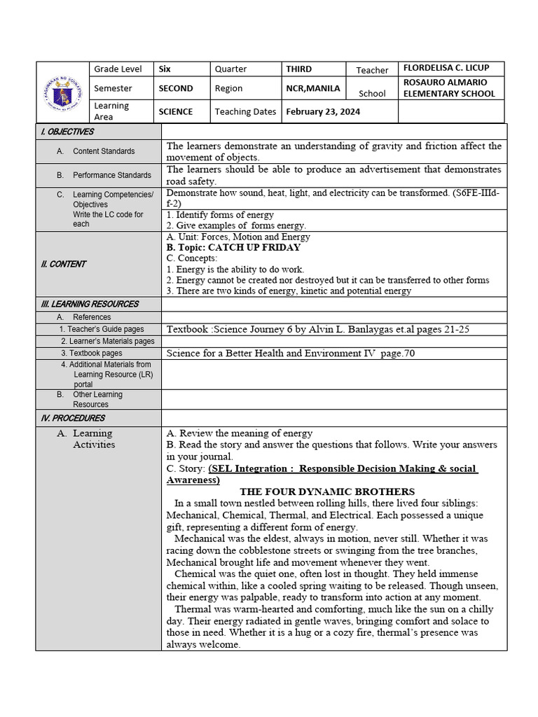 q3 Day 15 Catch Up Friday | PDF | Learning | Science