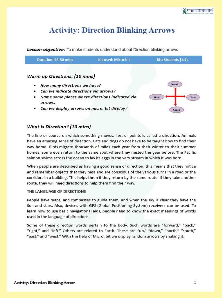 4.direction Blinking Arrow-Lesson Plan | PDF
