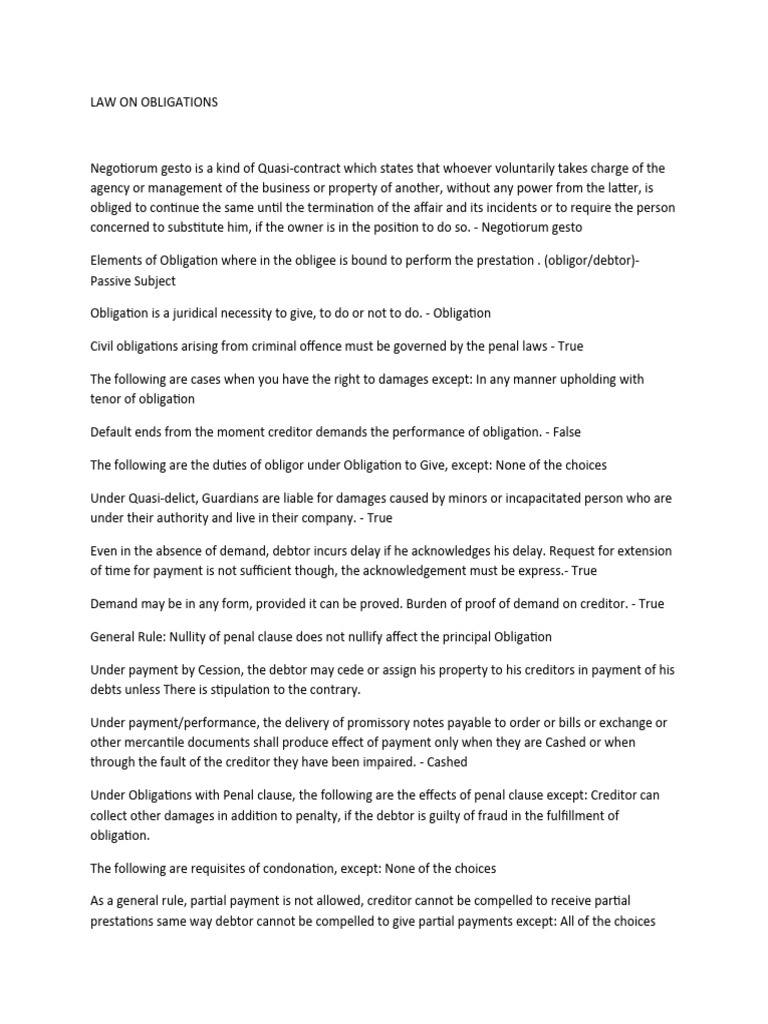 Law On Obligations | PDF