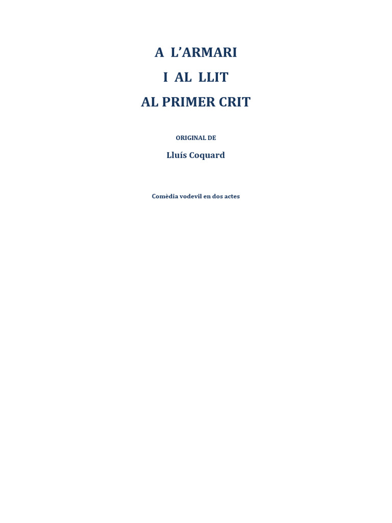 A L Armari I Al Llit Al Primer Crit | PDF