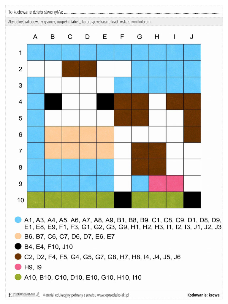 Eprzedszkolaki Kodowanie Krowa | PDF