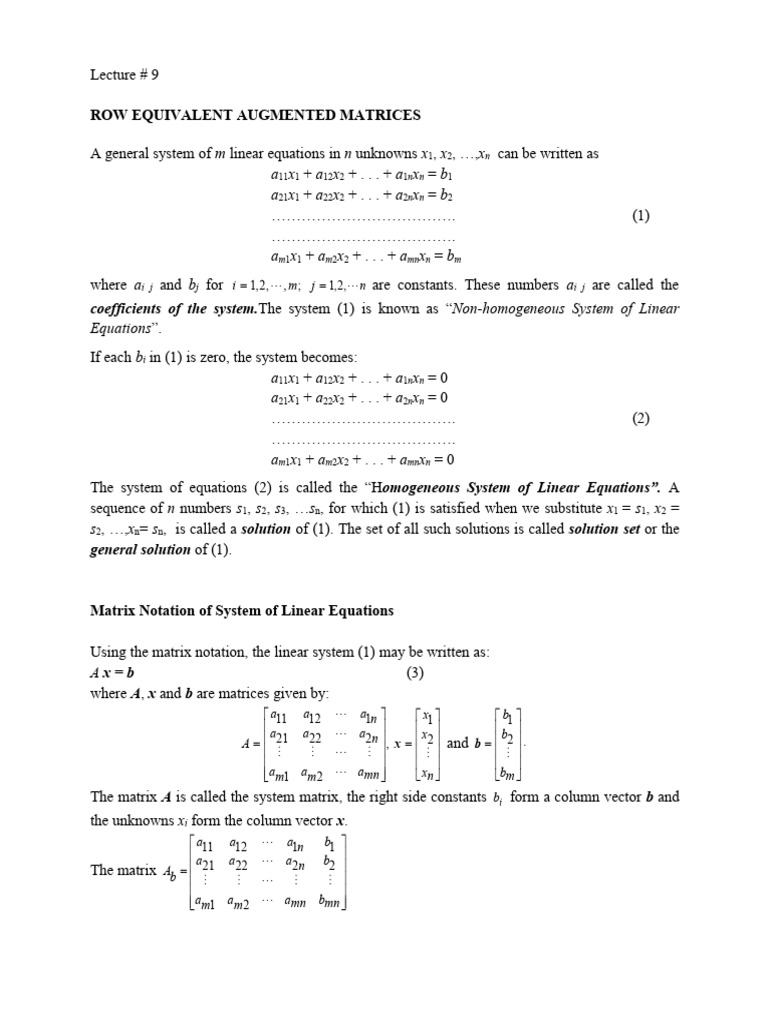 Lec 9 LADEAG | PDF | Matrix (Mathematics) | System Of Linear Equations Lec 9 LADEAG | PDF | Matrix (Mathematics) | System Of Linear Equations