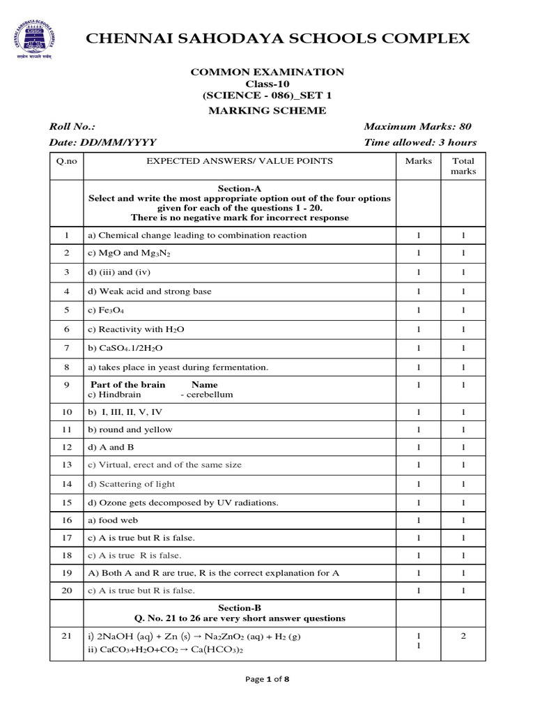 CSSC Ms Science 10 CSSC Set1 | PDF | Redox | Uterus
