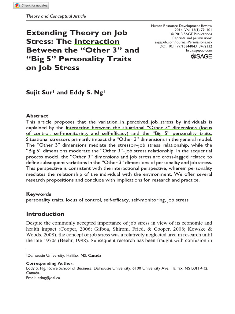 Extending Theory On Job Stress | PDF