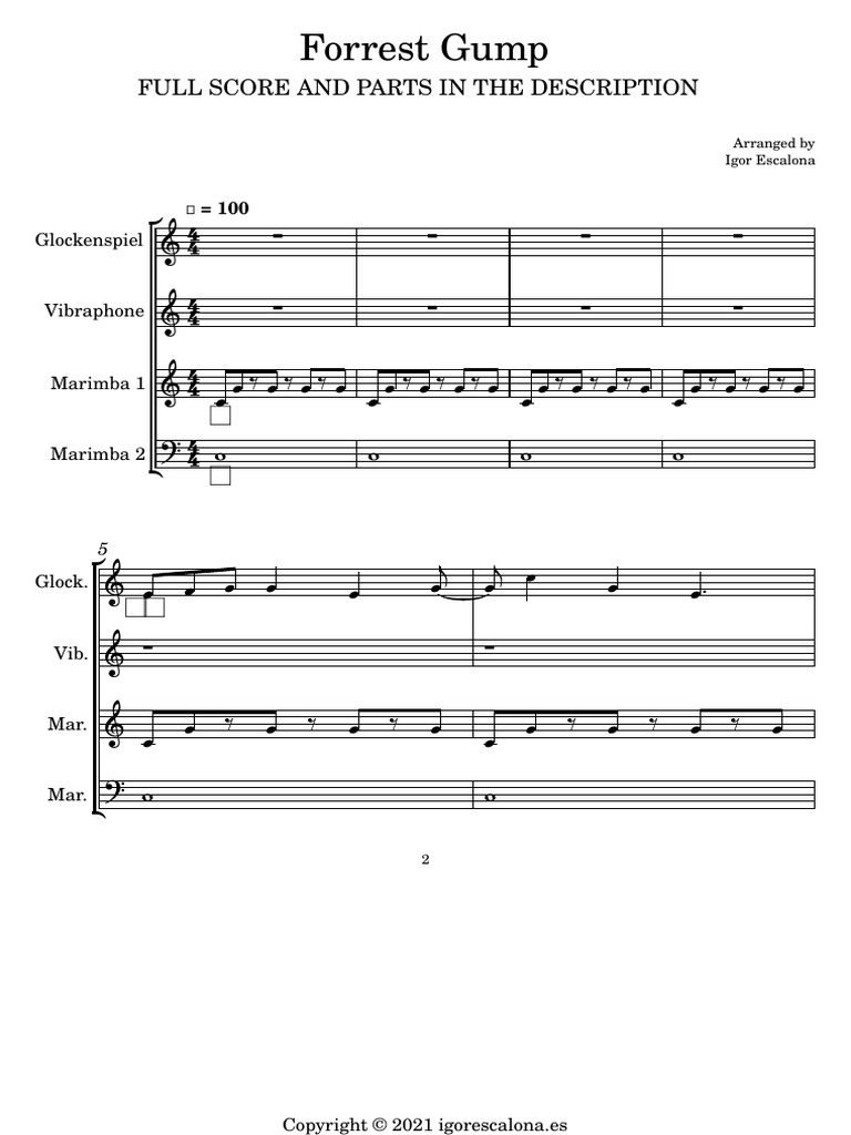 Forrest Gump Percussion Ensemble Main Theme | Download Free PDF | Music ...