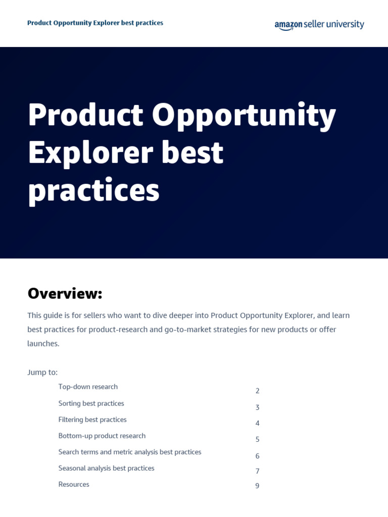 Product Opportunity Explorer Best Practices PDF - Final | PDF
