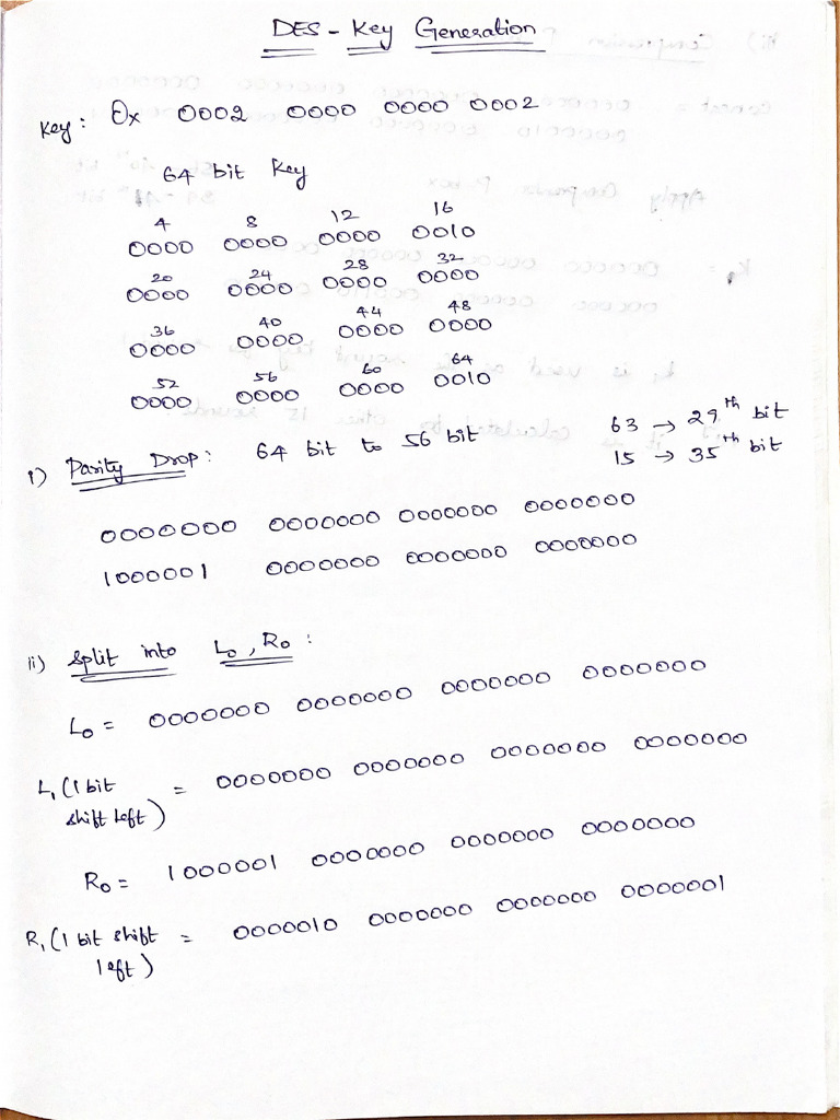 DES Key Generation | PDF