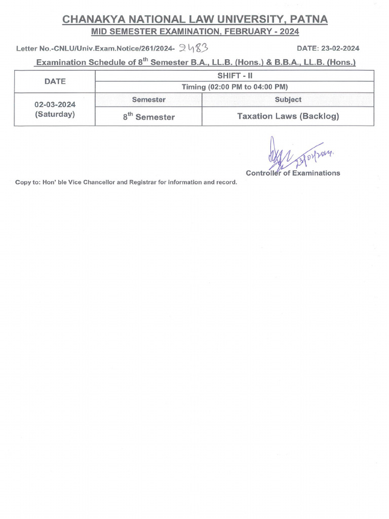 Mid Exam Schedule of 8th Sem BLog | PDF