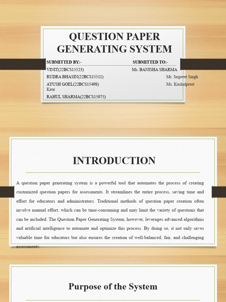 Question Paper Generating System | PDF | Usability | Computing