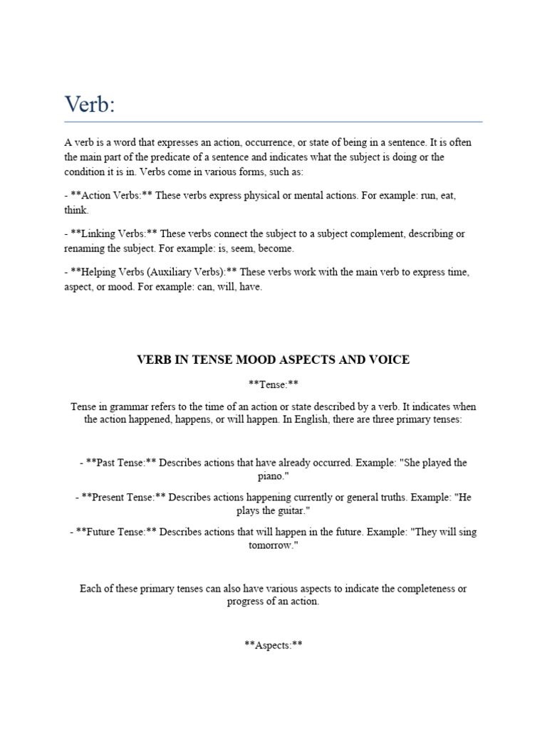 Verb & Adverb | Download Free PDF | Verb | Grammatical Tense