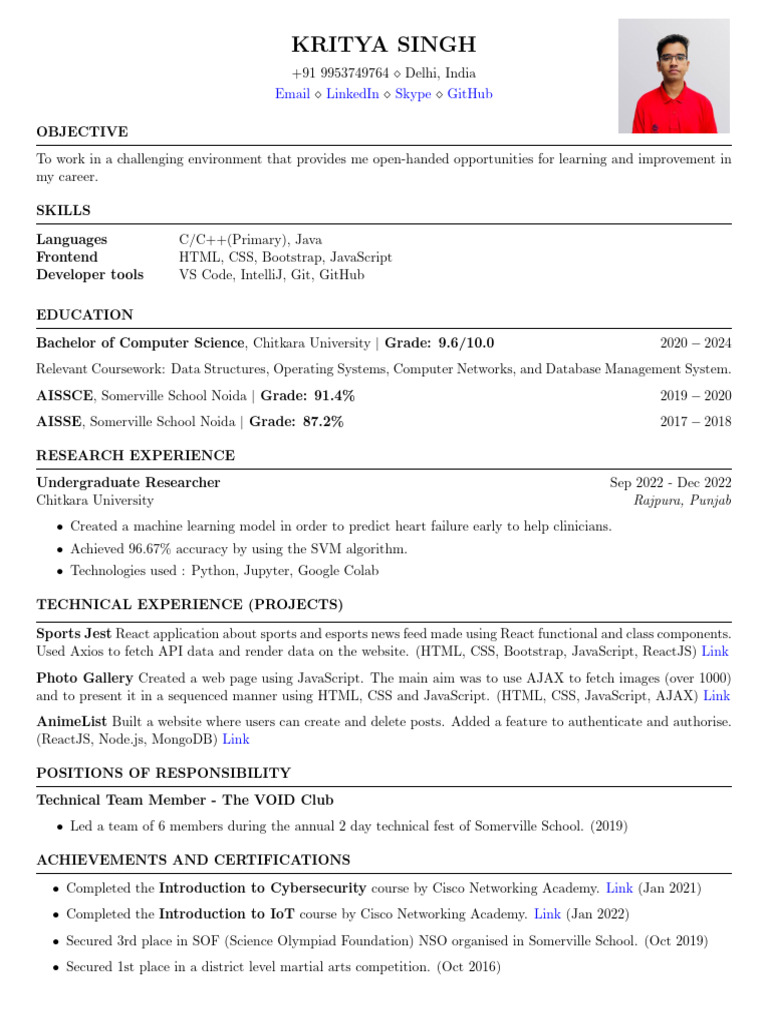 Kritya Singh Resume | PDF | Java Script | Websites