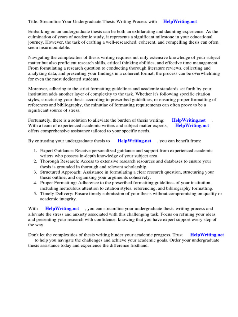 Undergraduate Thesis Format Sample | PDF | Thesis