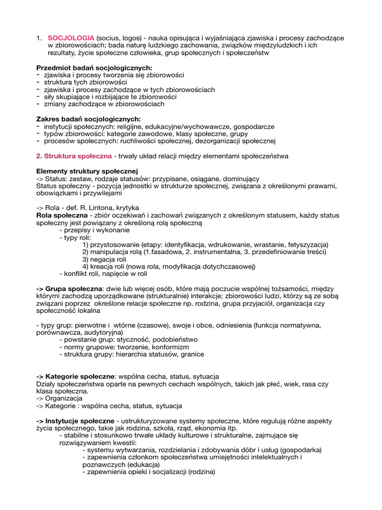 Egzamin Socjologia | PDF