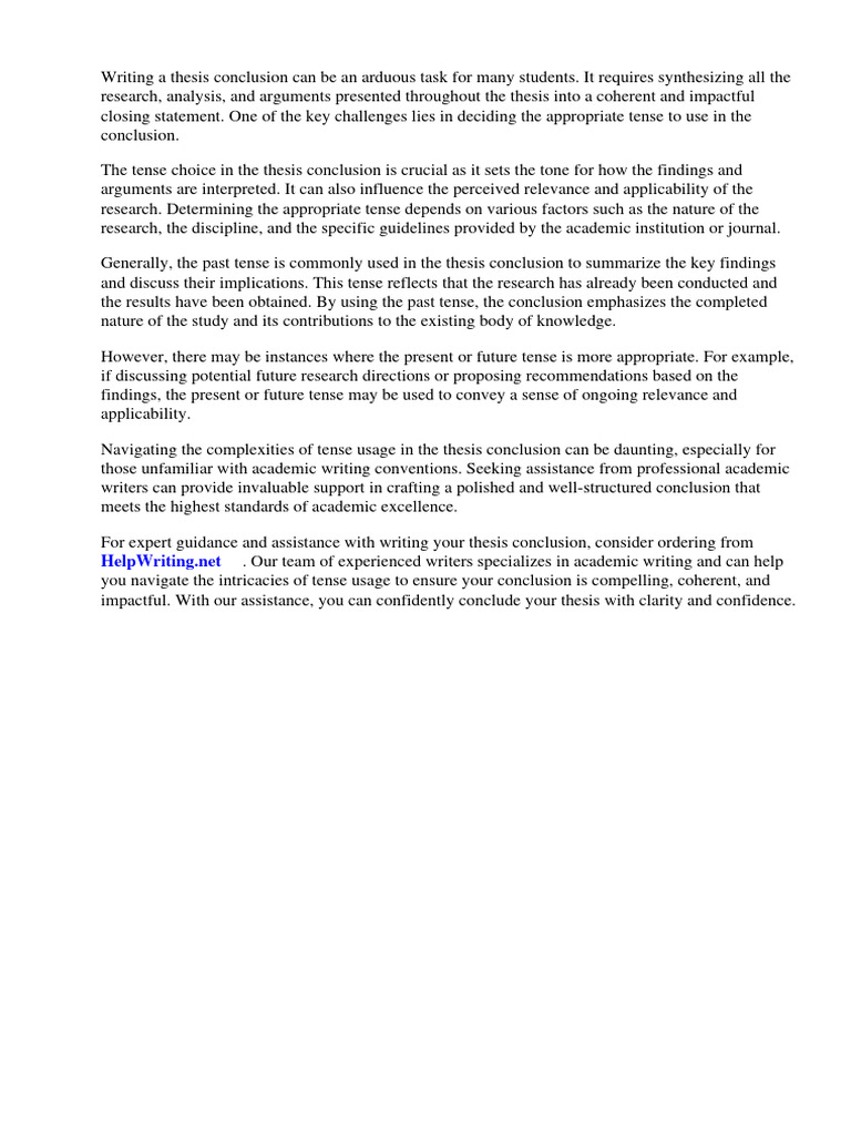 Thesis Conclusion Tense | PDF | Thesis | Grammatical Tense