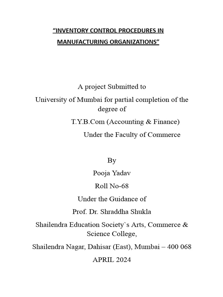 Front Pages of Project BAF (1) Pooja-1 | PDF | Career & Growth