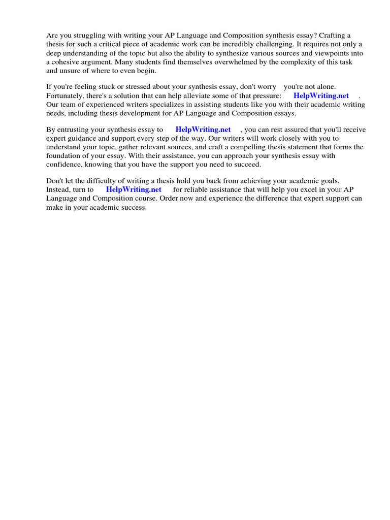 AP Language and Composition Synthesis Essay | PDF | Language Arts ...