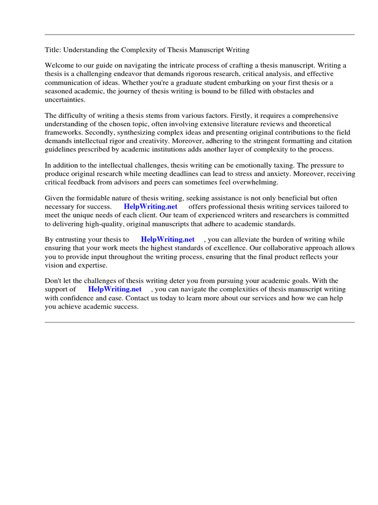 Thesis Manuscript Definition | PDF