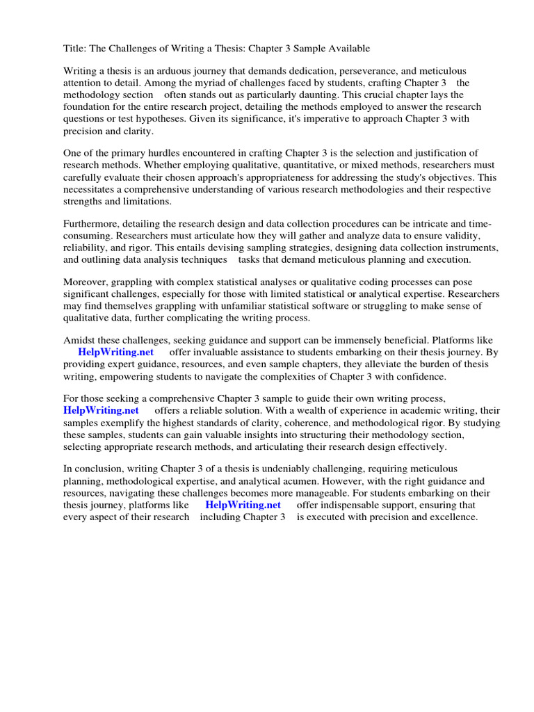 Thesis Writing Chapter 3 Sample | PDF | Career & Growth