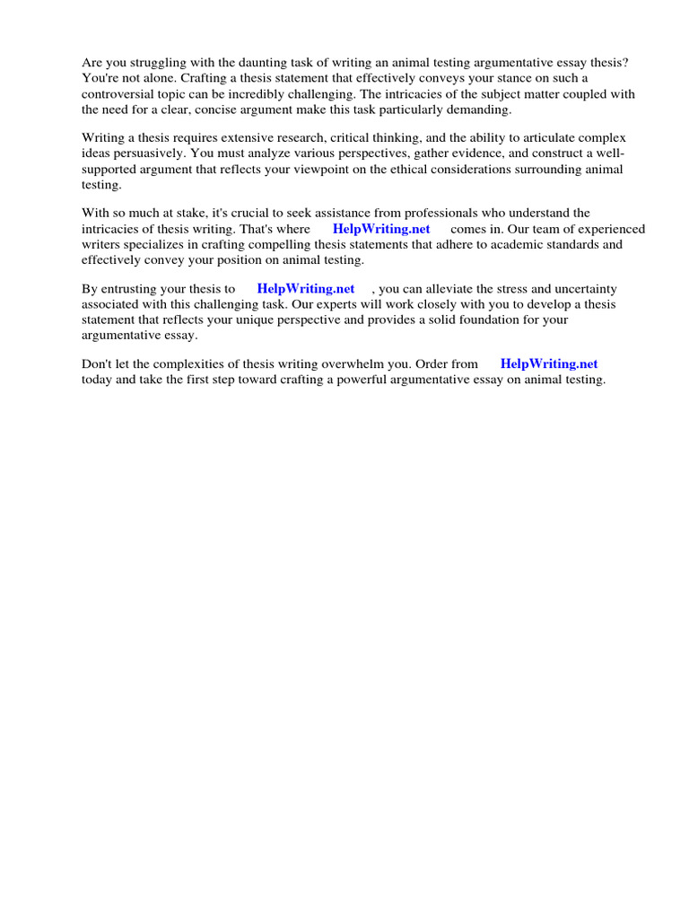 Animal Testing Argumentative Essay Thesis | PDF