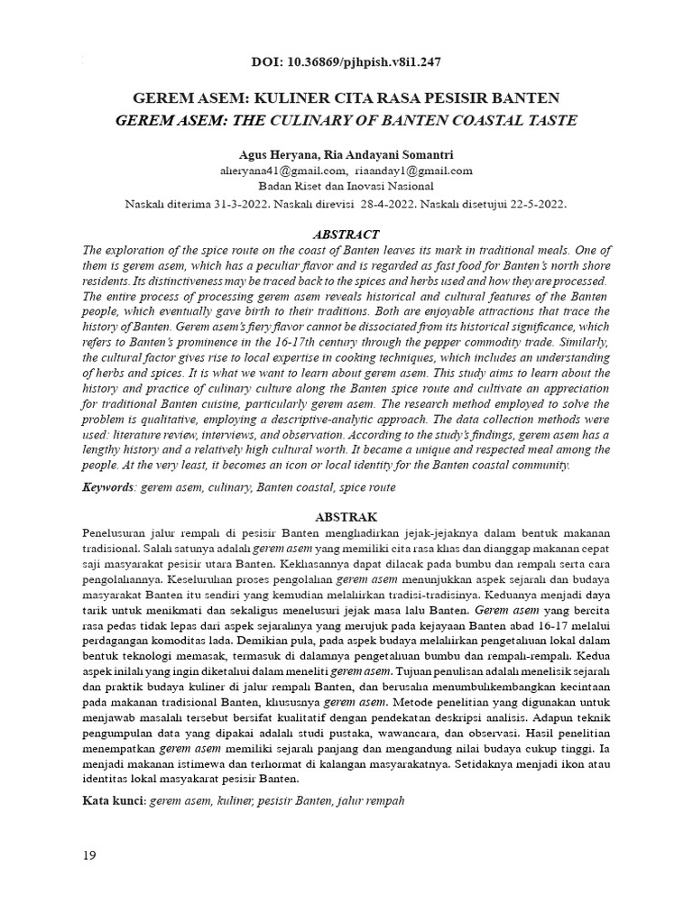 Gerem Asem Kuliner Cita Rasa Pesisir Ban 85178a7f | PDF