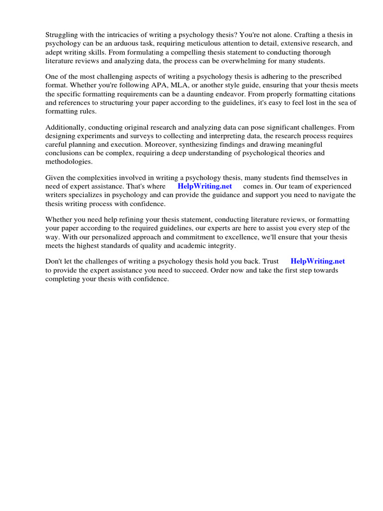 Psychology Thesis Format | PDF | Thesis | Psychology