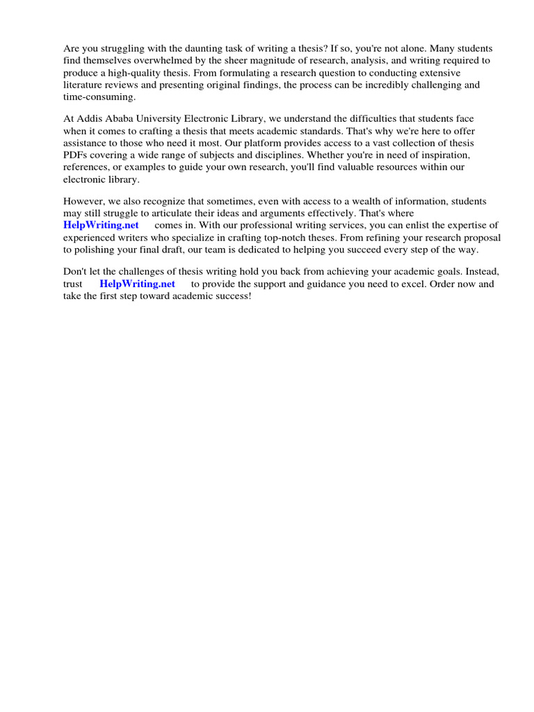 Addis Ababa University Electronic Library Thesis PDF | Download Free PDF | Thesis | Libraries