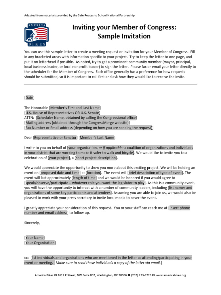 Sample Meeting Event Invitation Letter | PDF | United States House Of ...