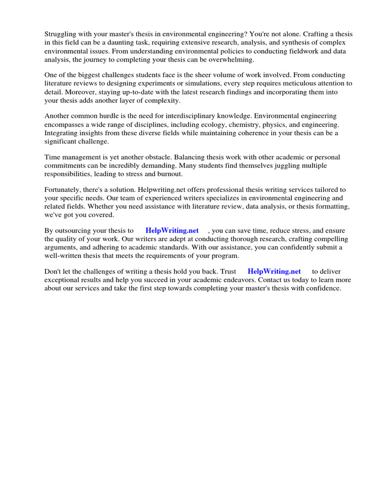 Master Thesis Environmental Engineering | PDF | Thesis | Engineering