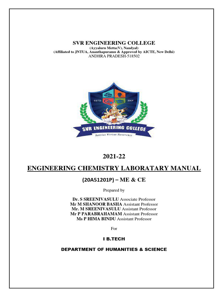 Engineering Chemistry Lab Manual | PDF | Chemistry | Titration