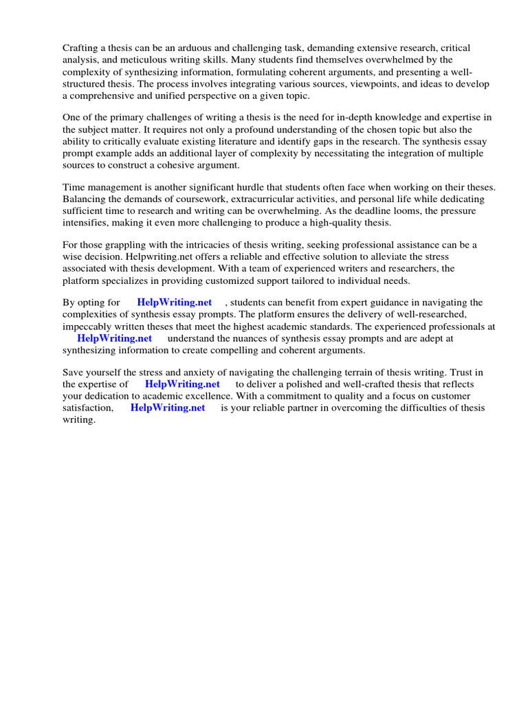 Synthesis Essay Prompt Example | PDF