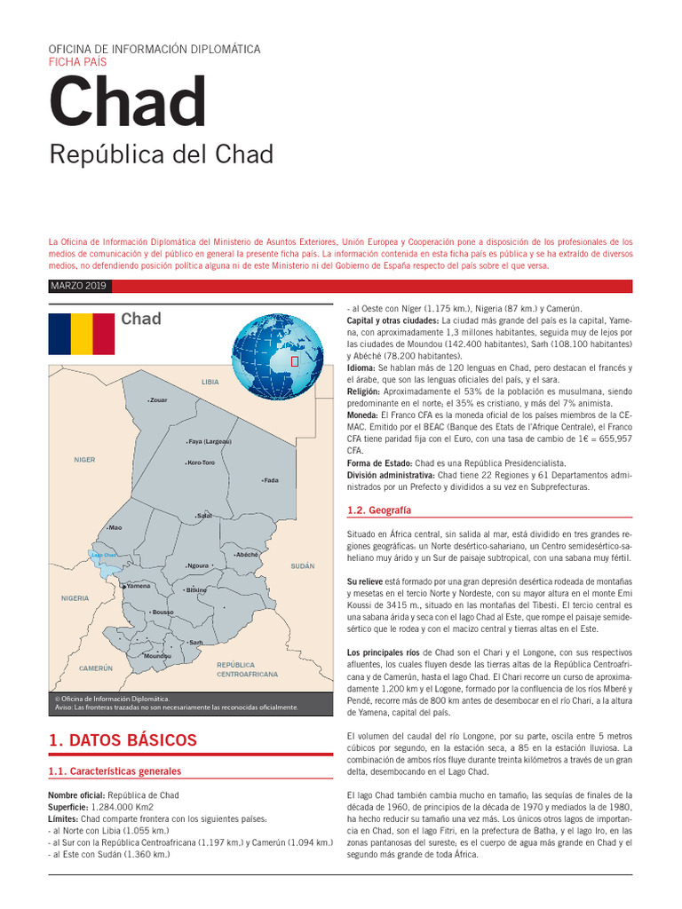Superficie y Geografía de Chad | PDF | Chad | Ministerio (Departamento ...
