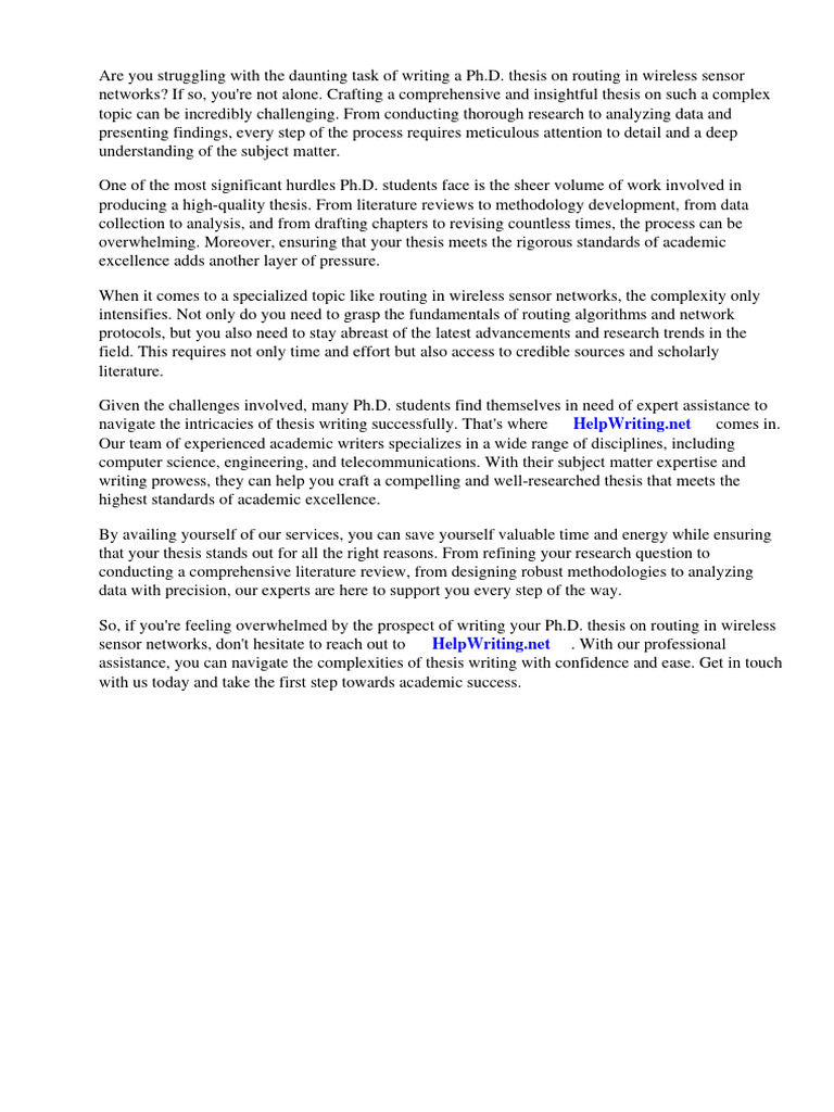 Phd Thesis On Routing In Wireless Sensor Networks Pdf Routing