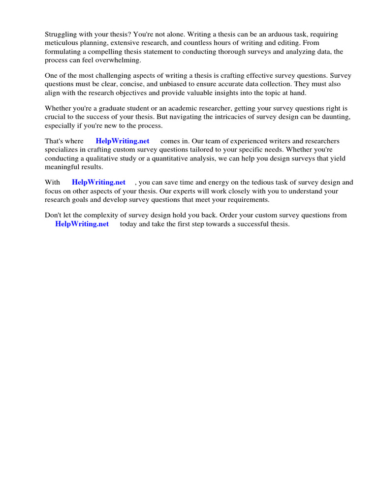 Survey Thesis Questions Pdf Survey Methodology Thesis 7800