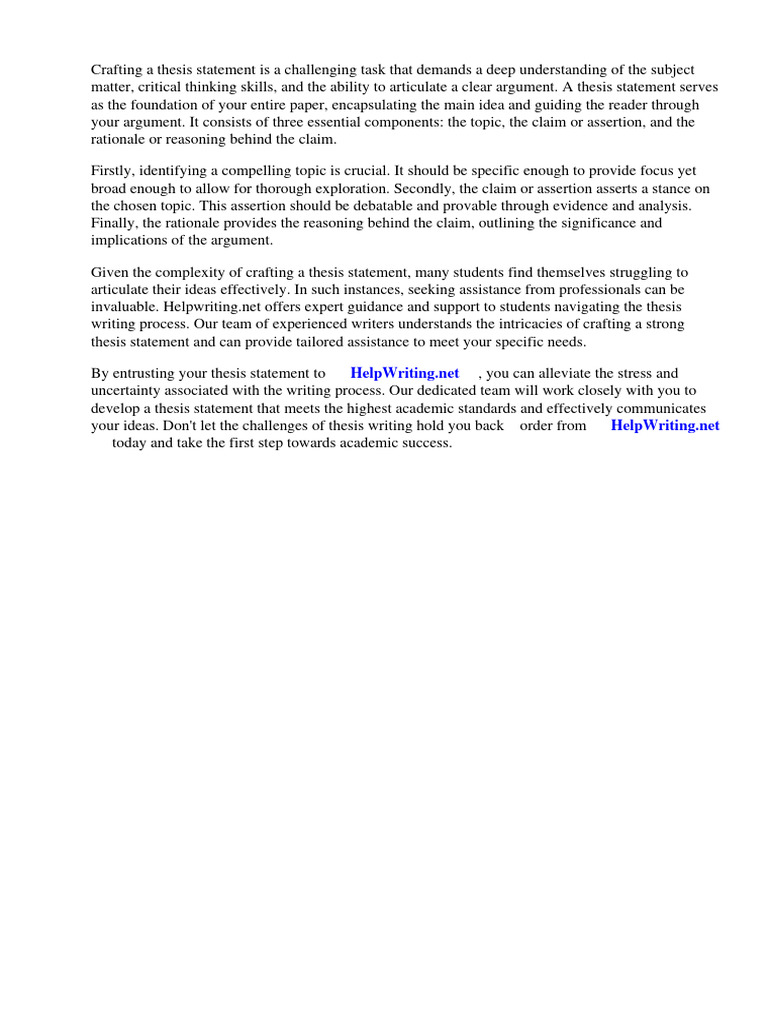 Three Components of Thesis Statement | PDF