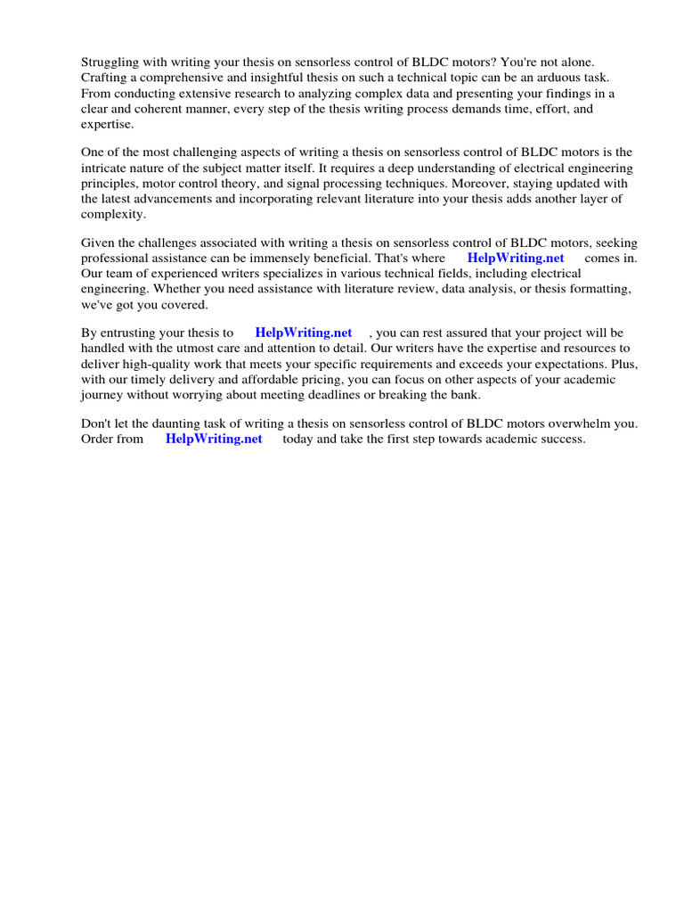 Sensorless Control of BLDC Motor Thesis | PDF
