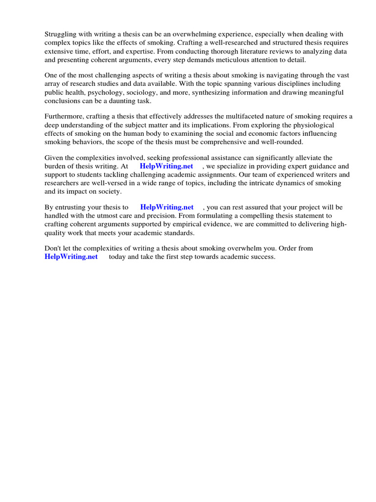 Example Thesis About Smoking | PDF | Tobacco Smoking | Addiction