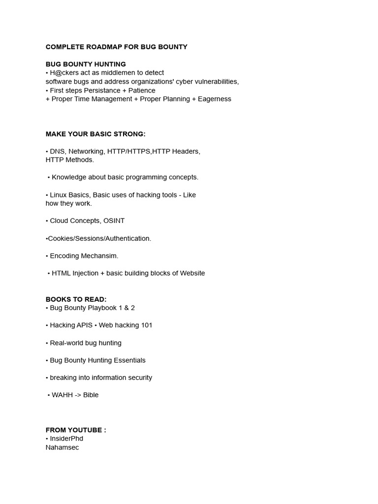 COMPLETE ROADMAP FOR BUG BOUNTY | PDF