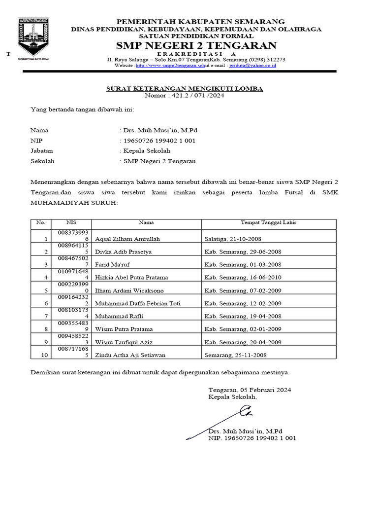 SURAT Lomba Futsal | PDF