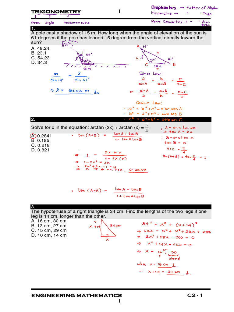 Trigonometry Questions | Download Free PDF | Triangle | Trigonometry