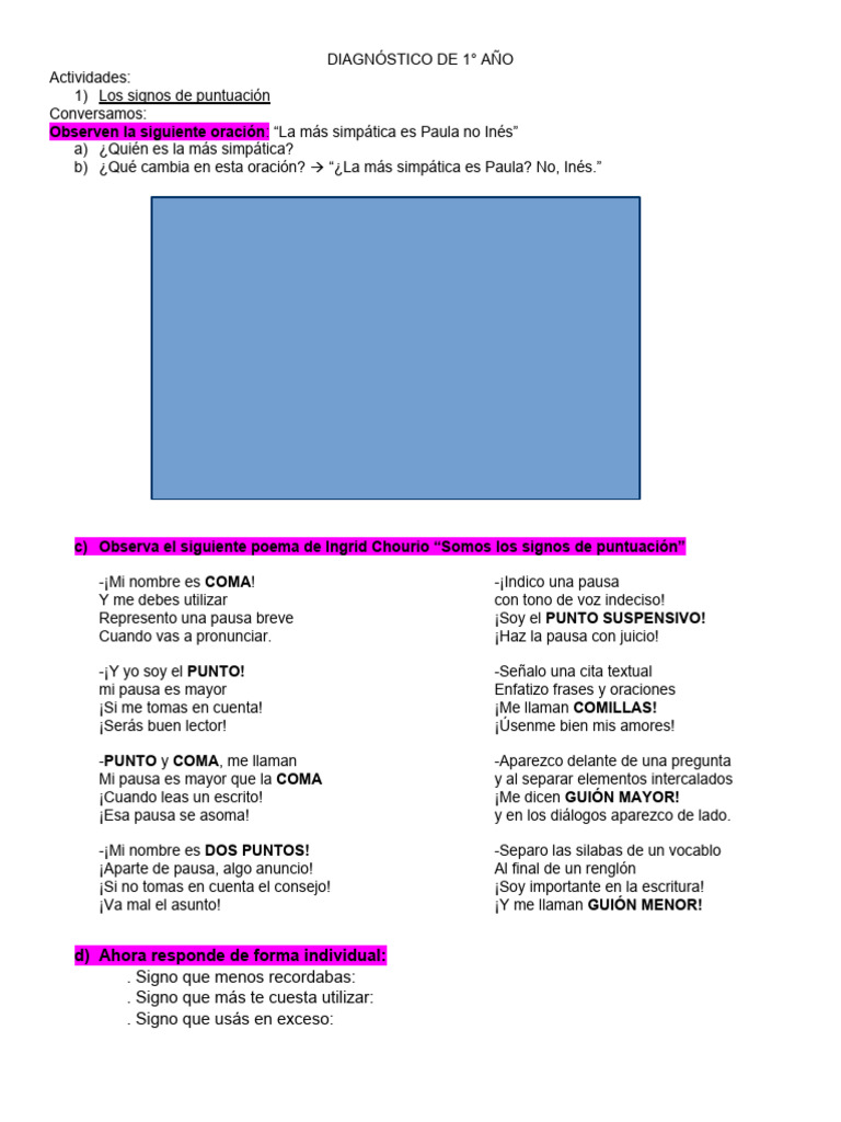 Diagnóstico de 1 | PDF | Puntuación | Coma