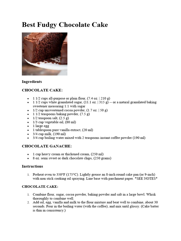 Best Fudgy Chocolate Cake Pdf Cakes Chocolate