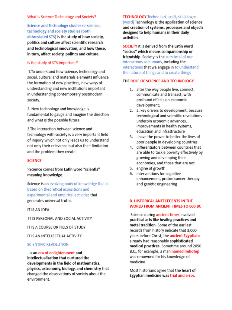 Sts Notes Download Free Pdf Science Society