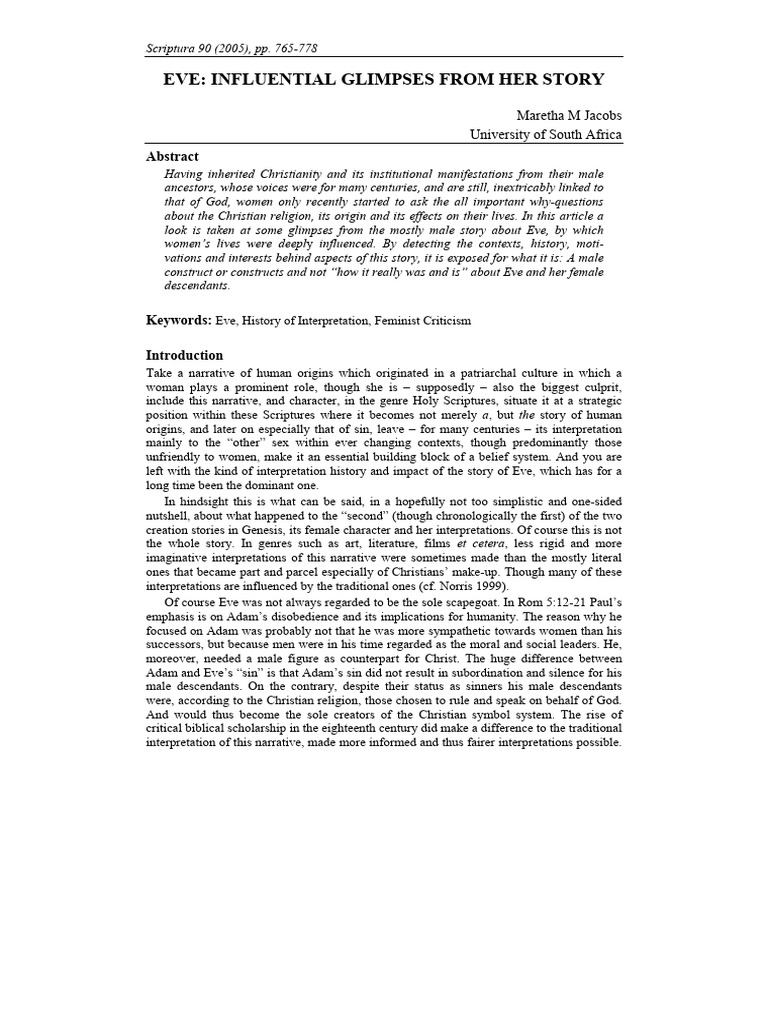 Jacobs 2005 Eve Influential Glimpses From Her Story | PDF