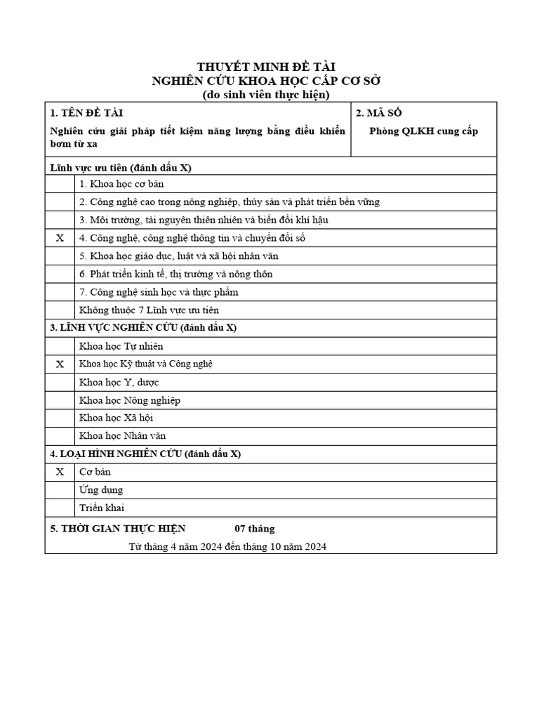 Mau Thuyet Minh - de Tai SV 2024 - CLC | PDF